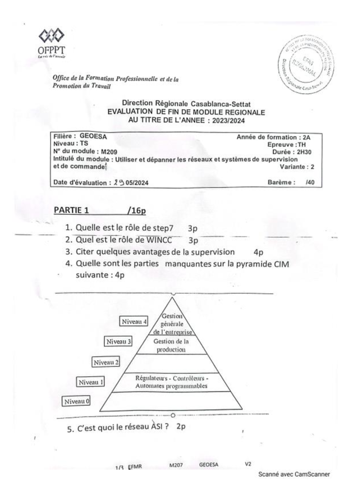 Évaluation de Fin de Module M209 - GEOESA 2A: Supervision et Réseaux ...