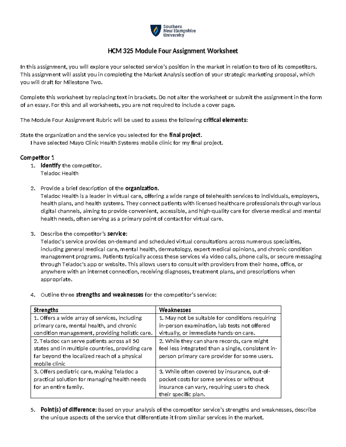 HCM 325 Module Four Market Analysis Assignment Worksheet - Studocu