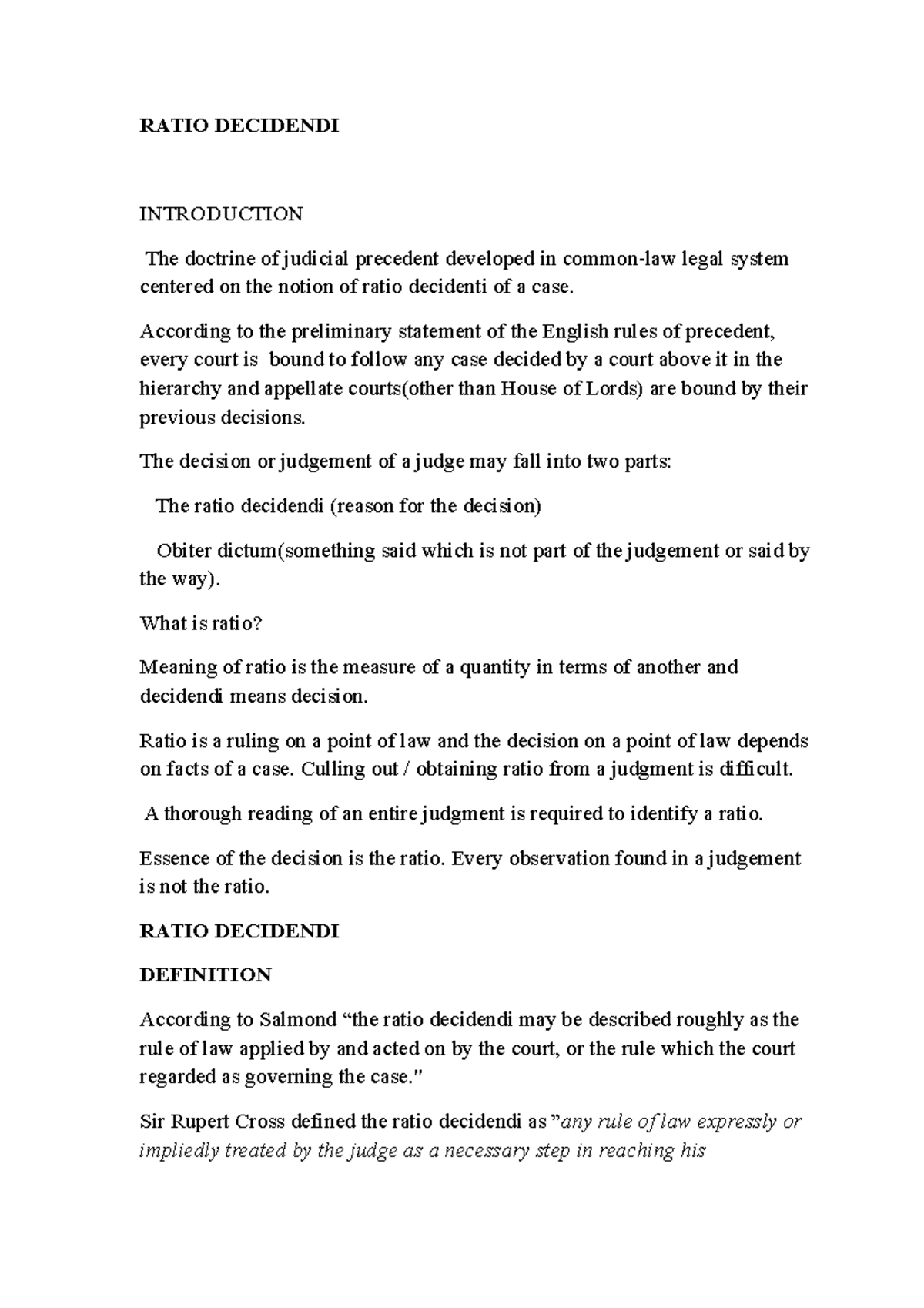 Ratio Decidendi: Essential Concepts and Judicial Precedent Insights ...