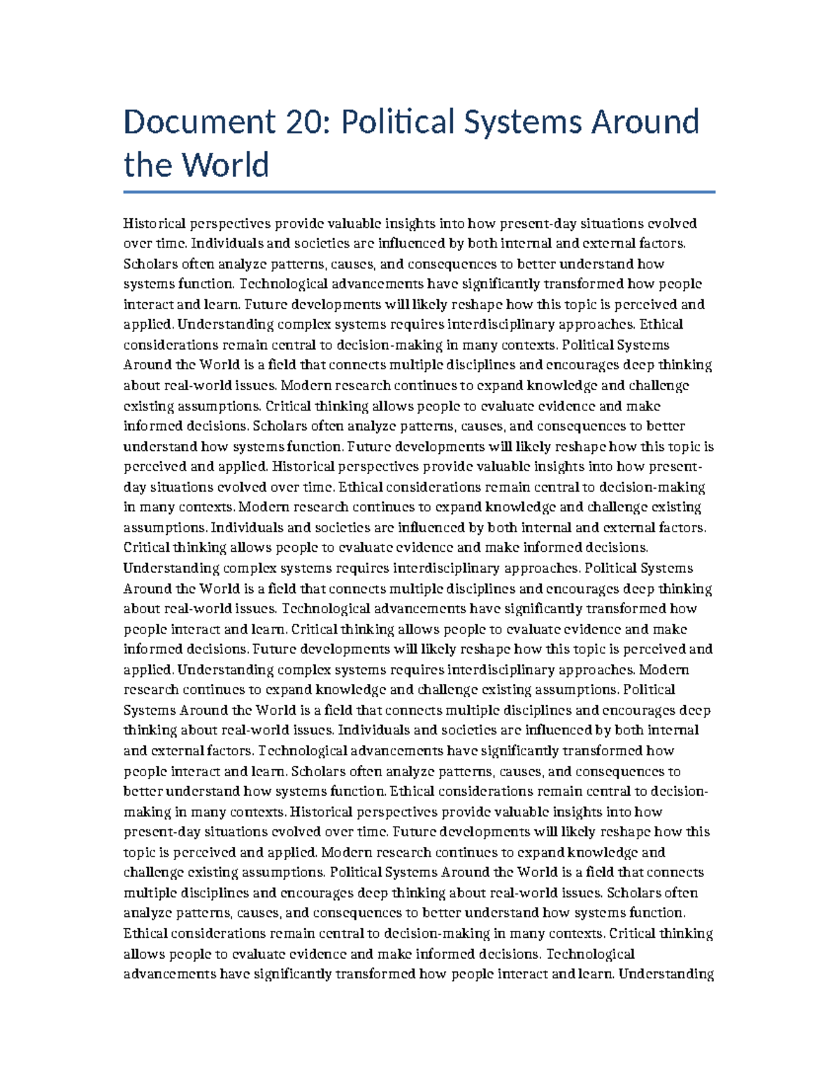 POL 101: Political Systems Around the World - A Historical Perspective ...