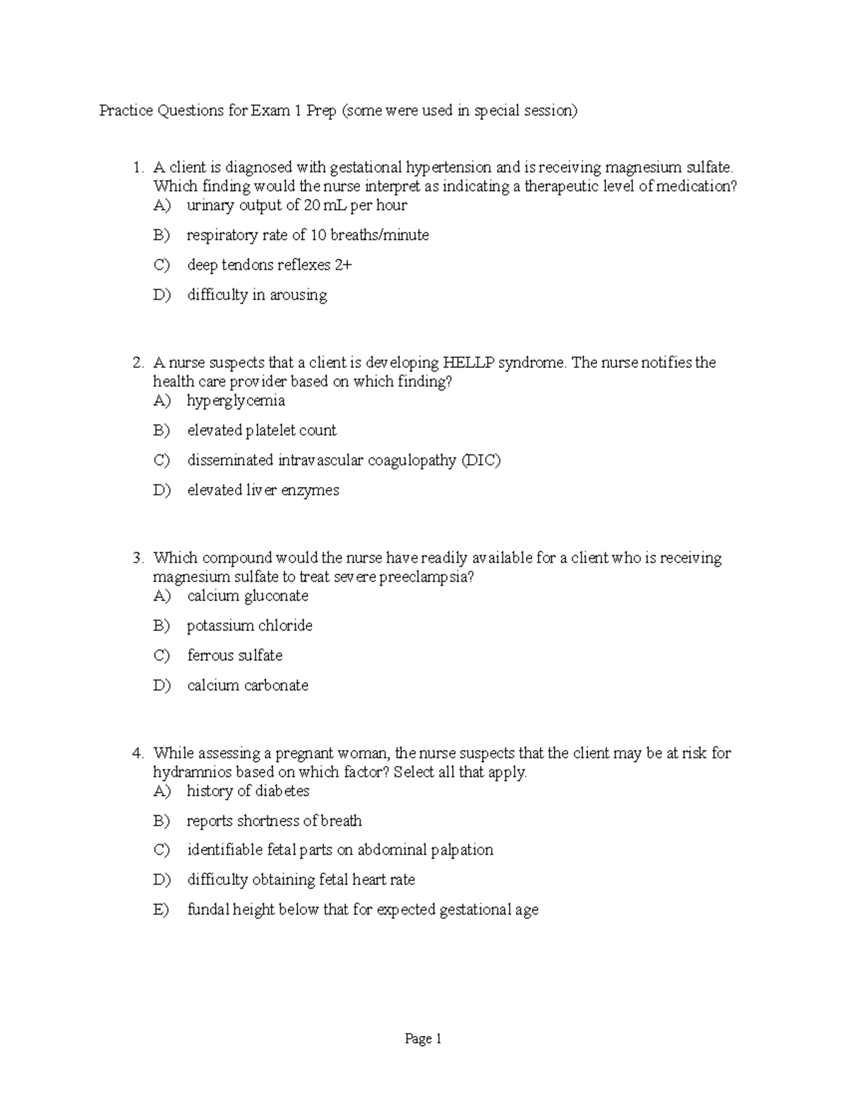 Exam 1 Practice Questions with Answers - Spring 2021 - Studocu