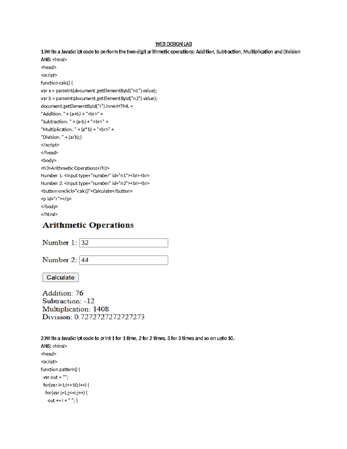 WEB DESIGN LAB: JavaScript & HTML Exercises for Info Science - Studocu