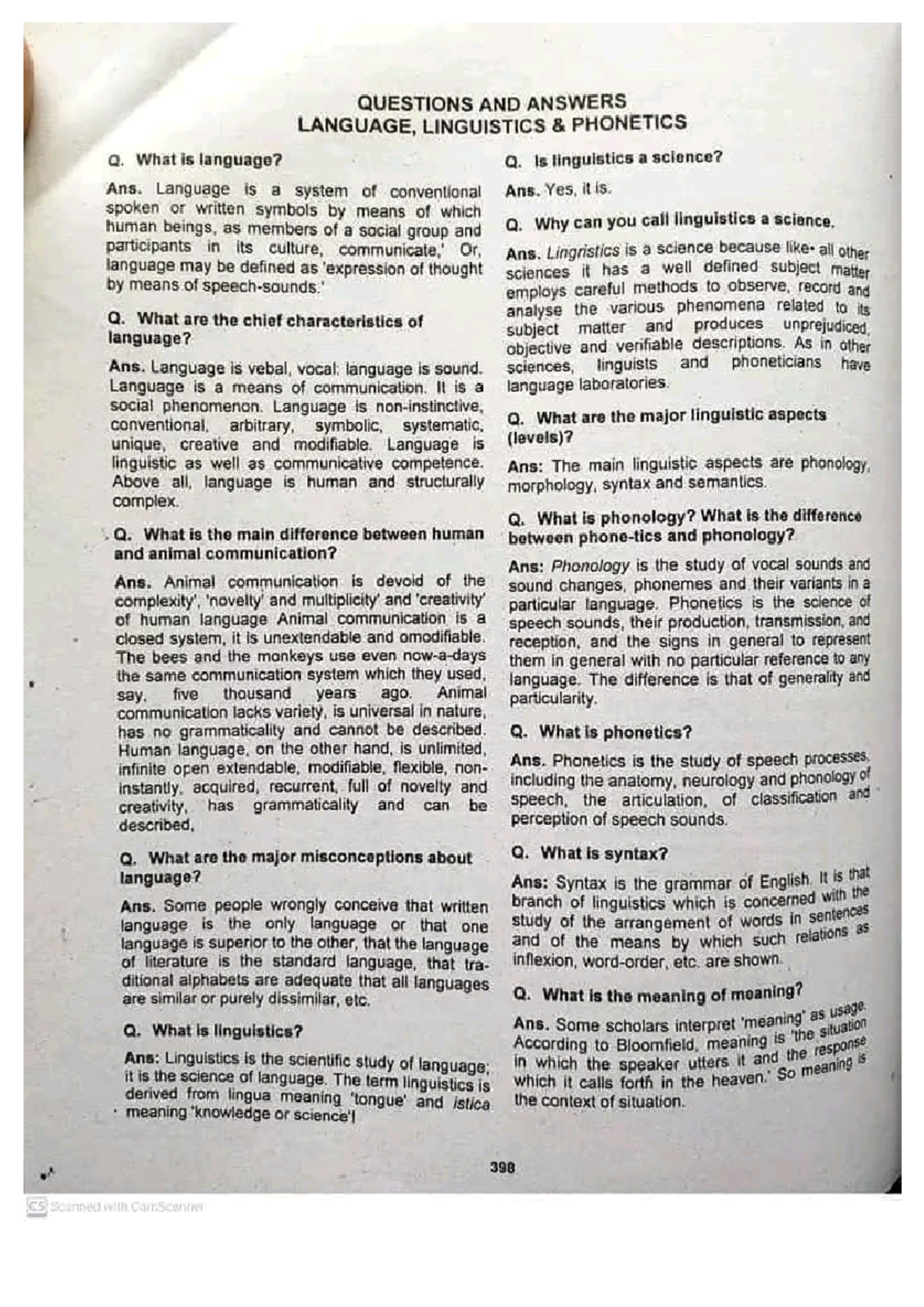 English Literature and linguistics - QUESTIONS AND ANSWERS LANGUAGE ...