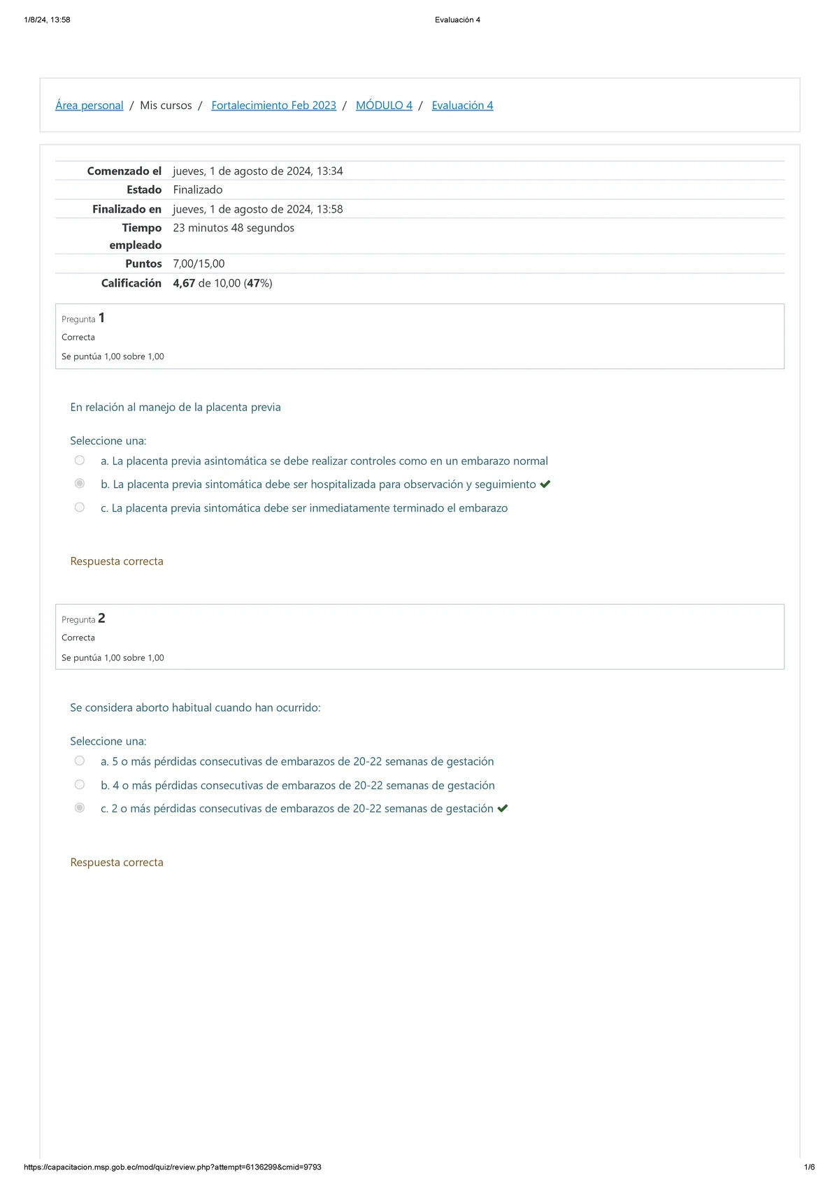 Evaluación 6 - Módulo 6 de Fortalecimiento de Febrero 2023 - Studocu
