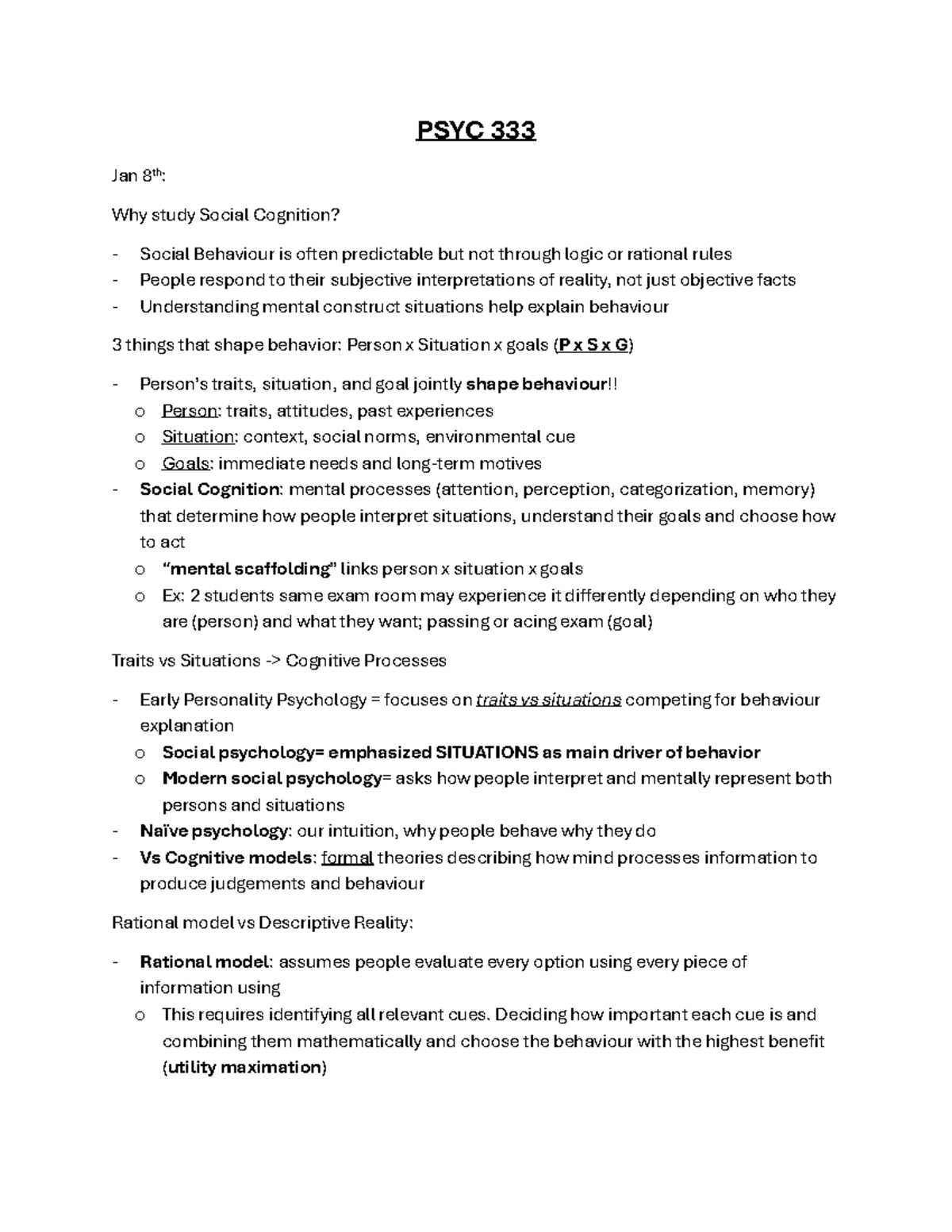 PSYC 333 - Social Cognition: Understanding Behavior and Decision-Making ...