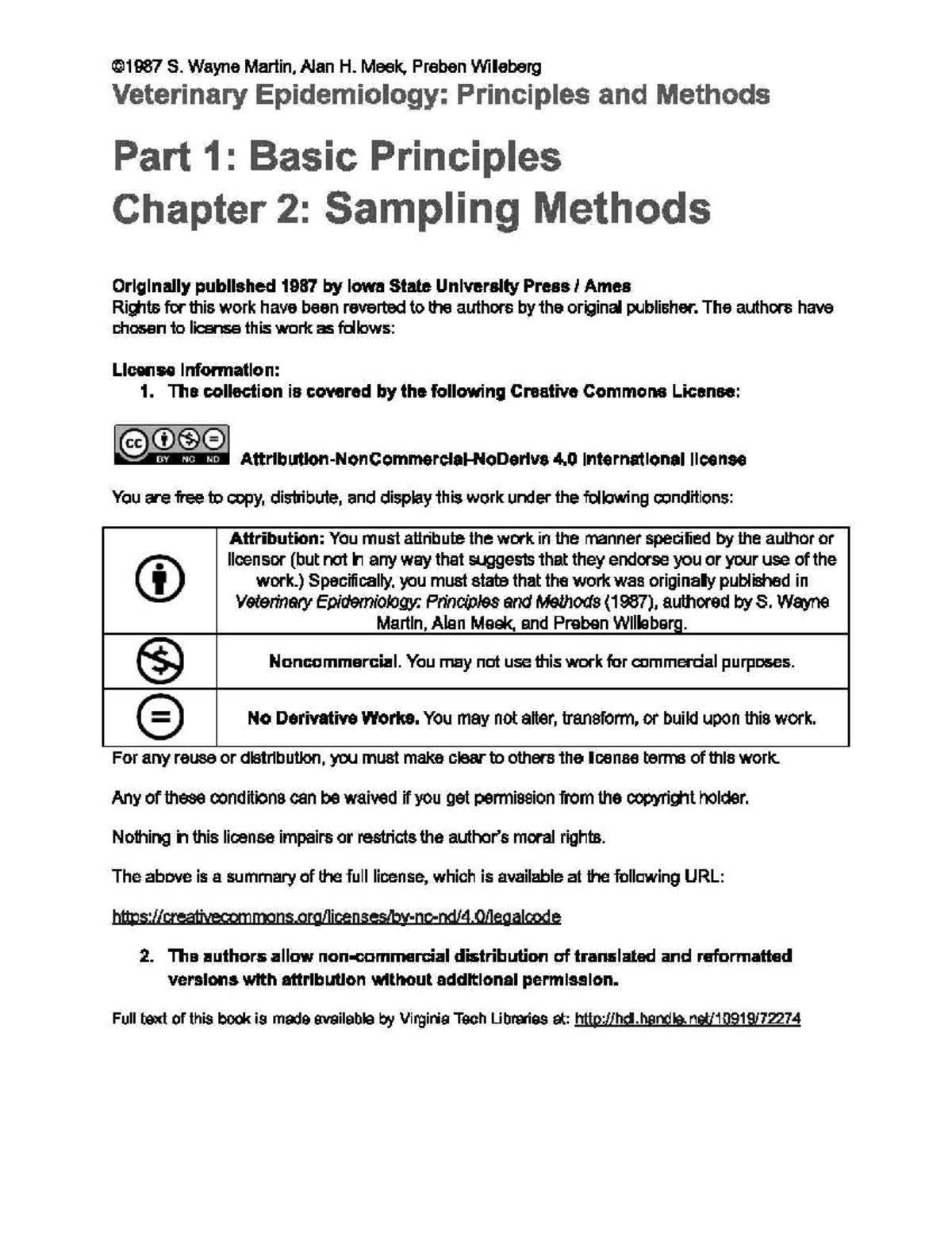 Veterinary Epidemiology (Vet Epid) Chapter 2: Sampling Methods - Studocu