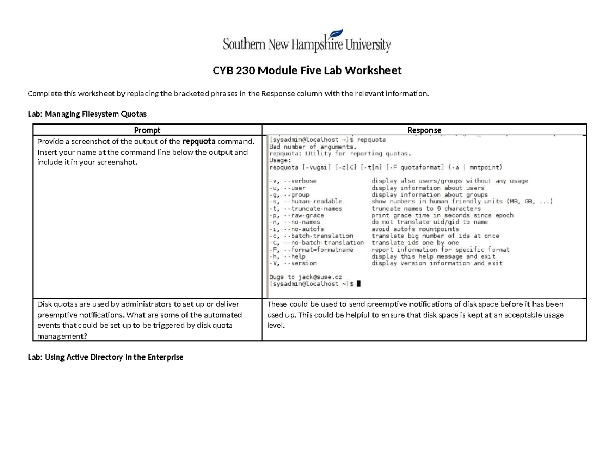 CYB230 Module Five Lab Jennifer Grizzle - CYB 230 Module Five Lab ...