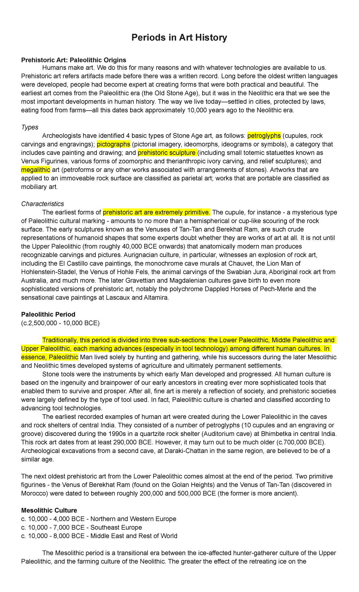 Art History Periods: Prehistoric to Renaissance Study Guide - Studocu