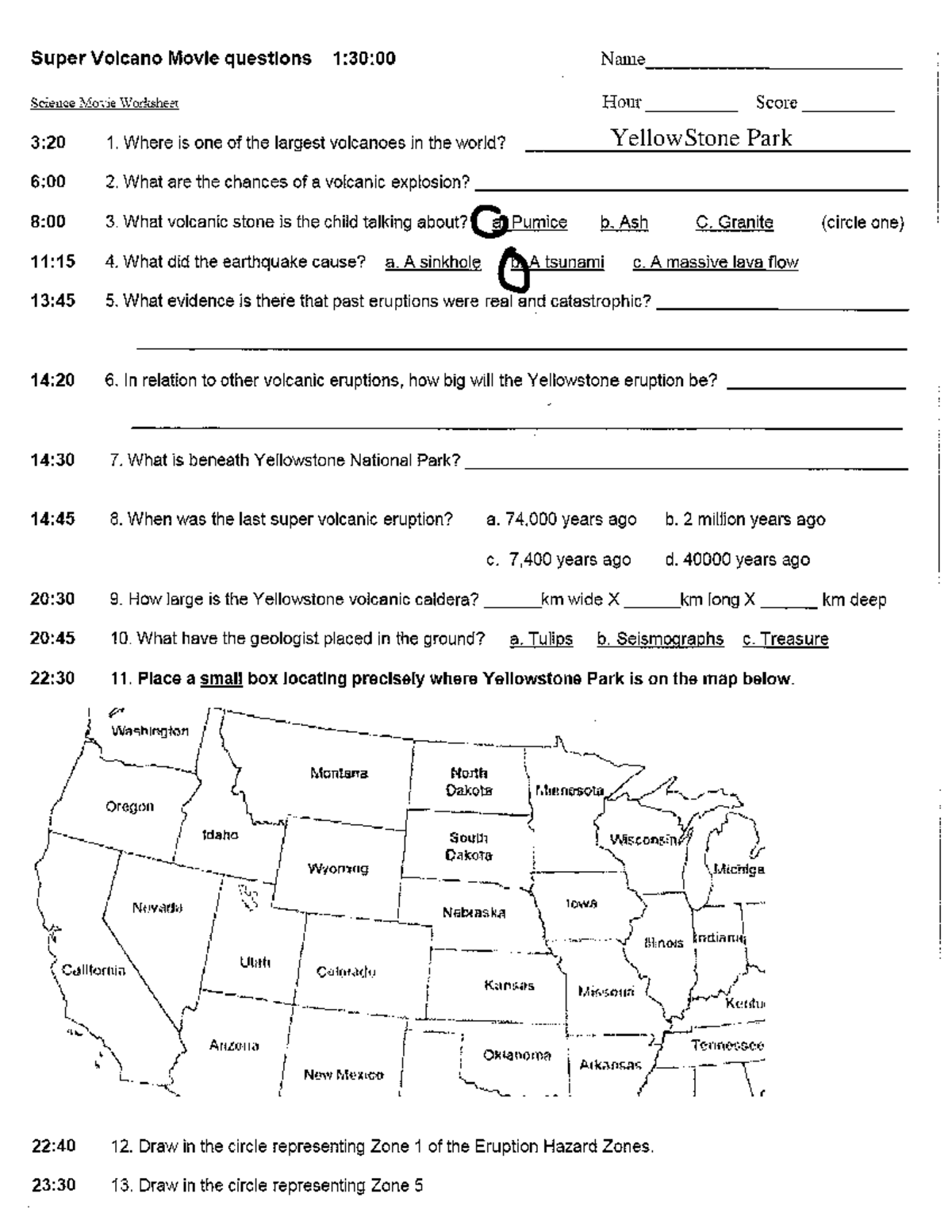 Supervolcano Movie Worksheet - Answer Key (Science) - Studocu