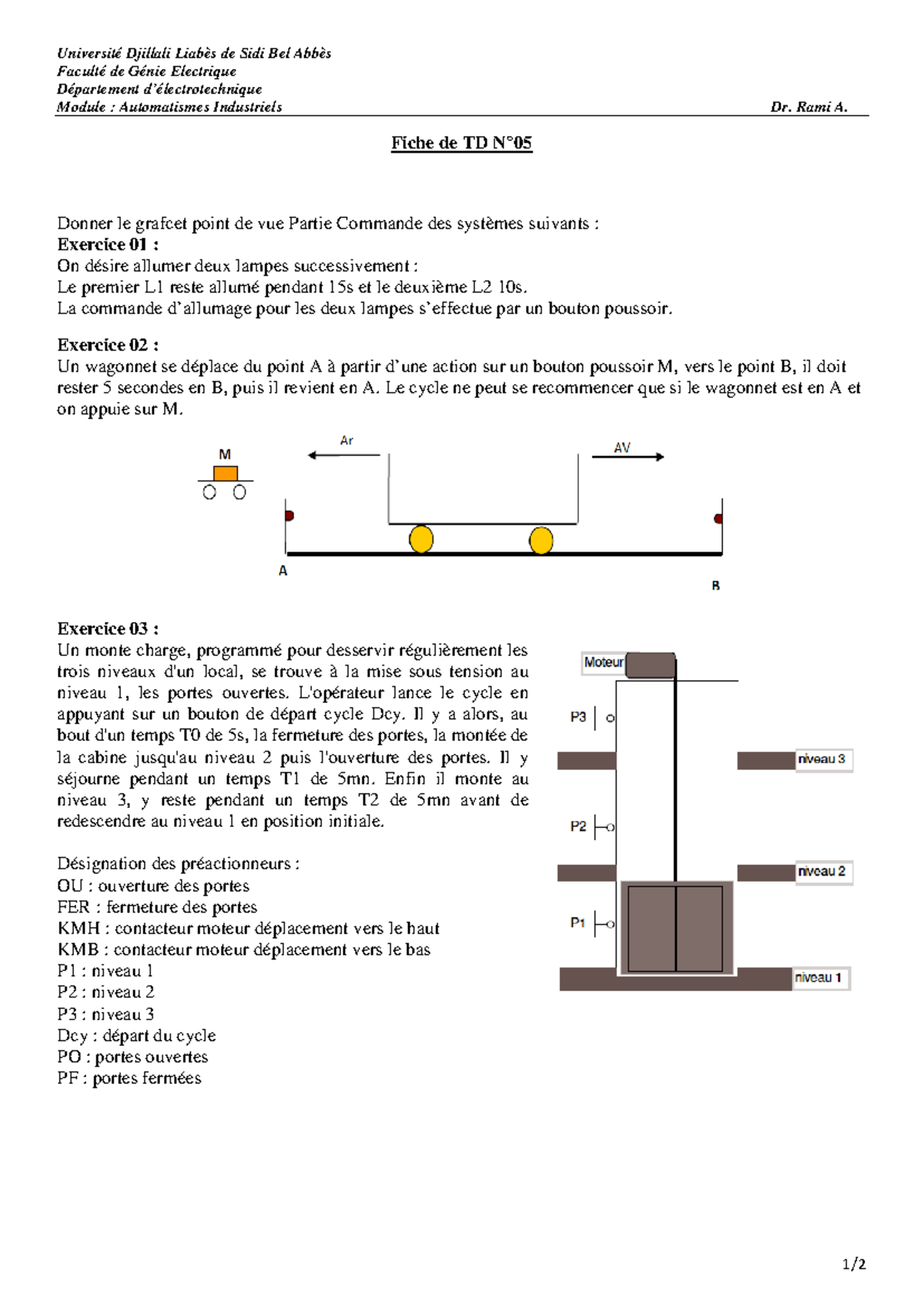 TD5+Solution AI L3 - Automatismes Industriels Exercice 01 à 05 - Studocu
