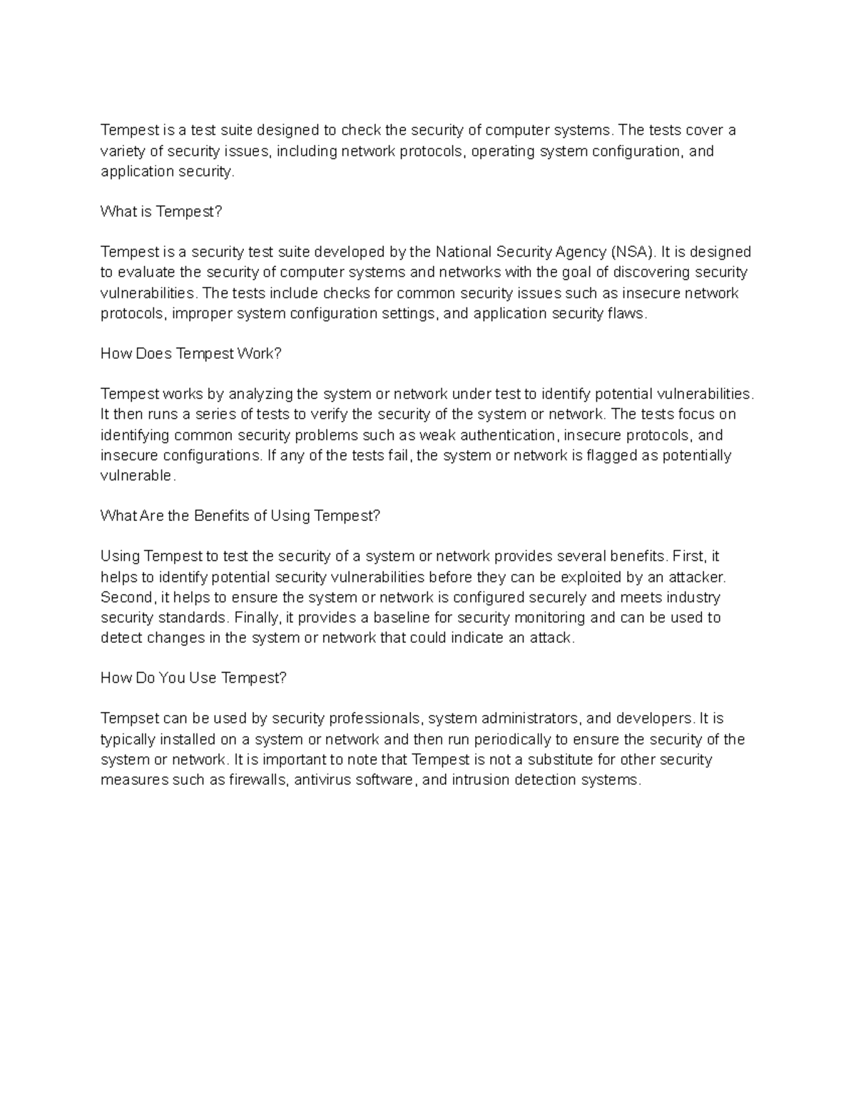 Tempest Security Test Suite Overview and Benefits - Studocu