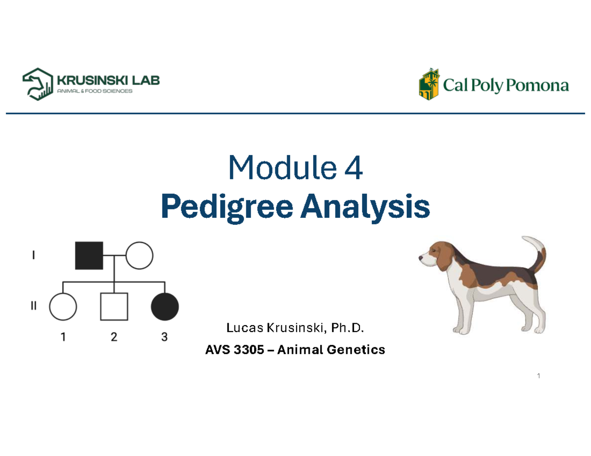 Module 4 - Pedigree Analysis in Animal Genetics (AVS 3305) - Studocu