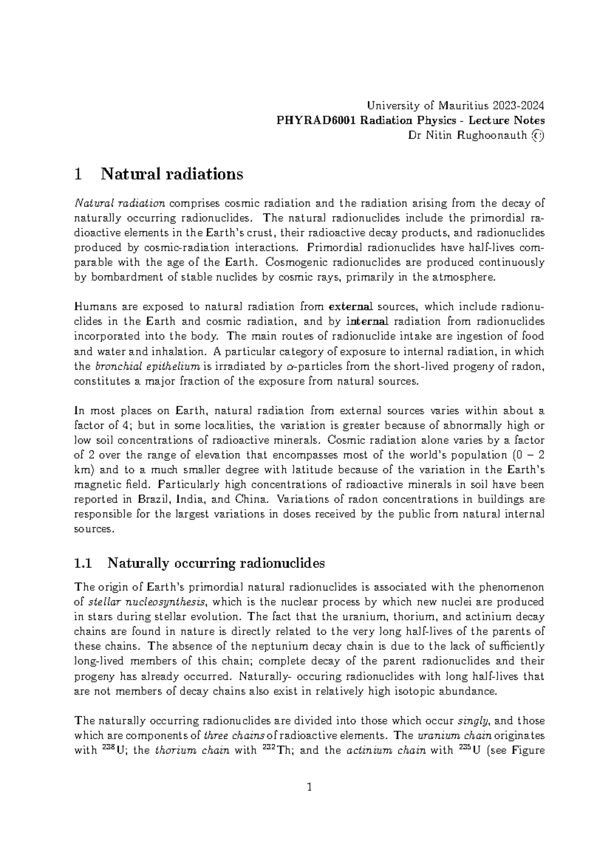 PHYRAD6001 Radiation Physics - Comprehensive Lecture Notes - Studocu