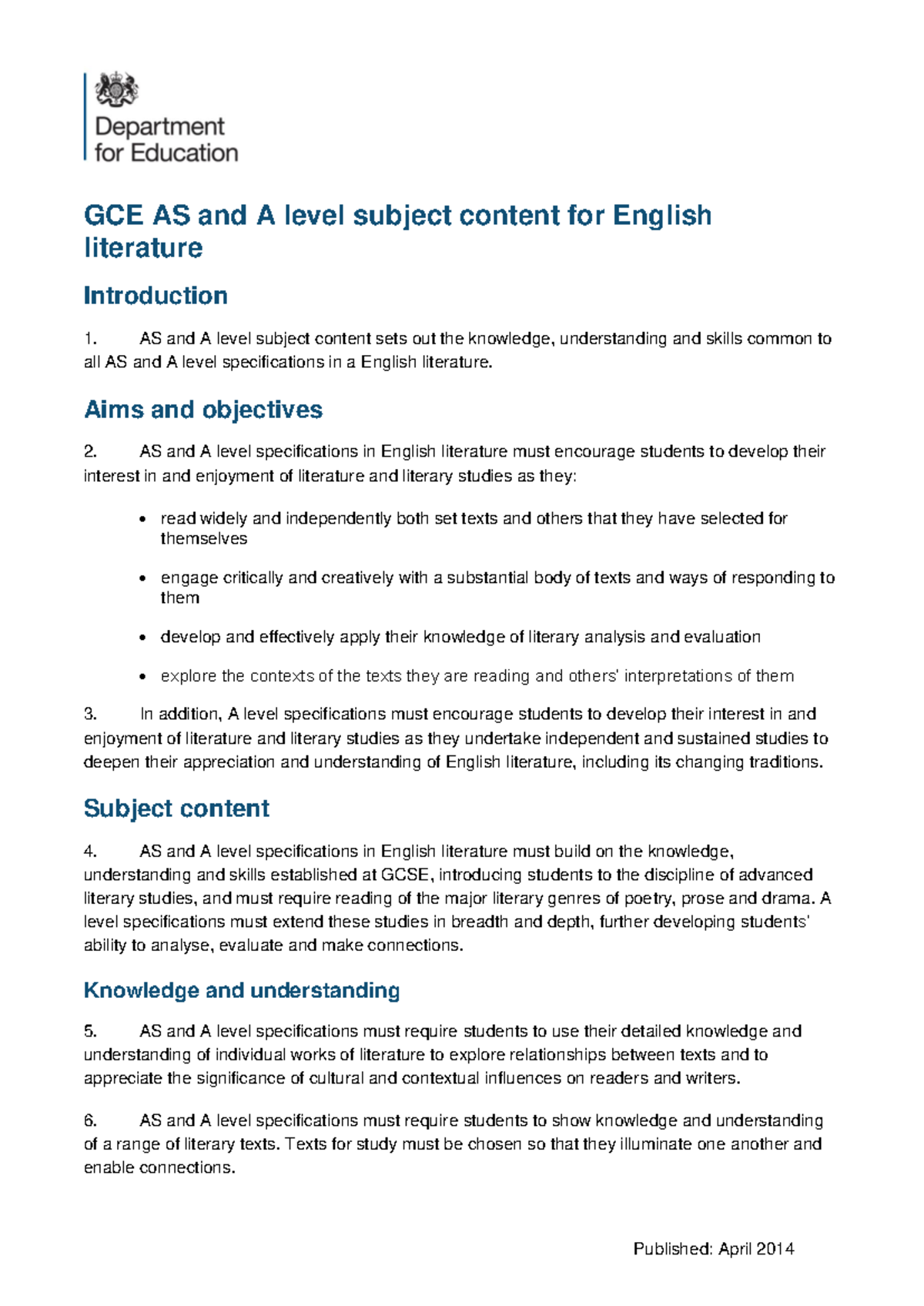 A Level English Literature Subject Content Overview - Studocu