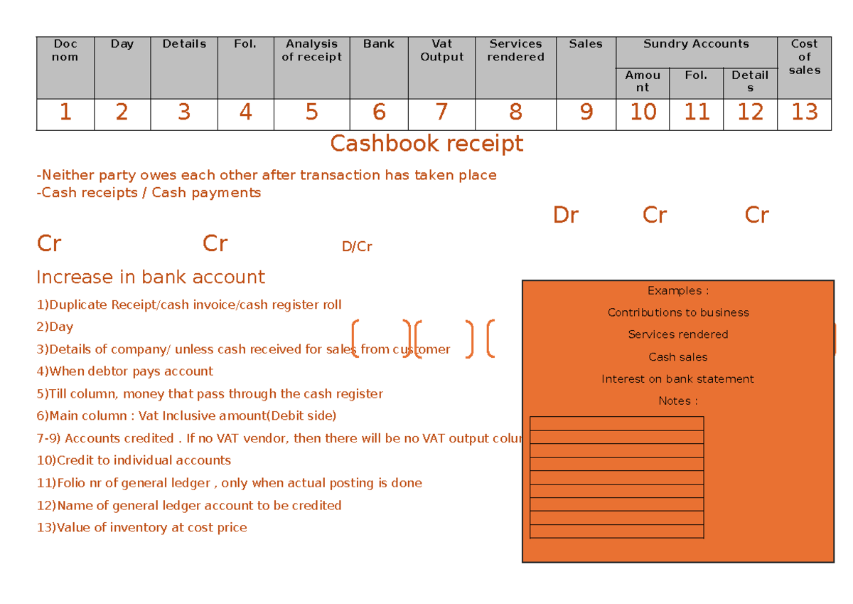 Doc nom 1: Day 2 Cashbook Analysis & VAT Input/Output Details - Studocu