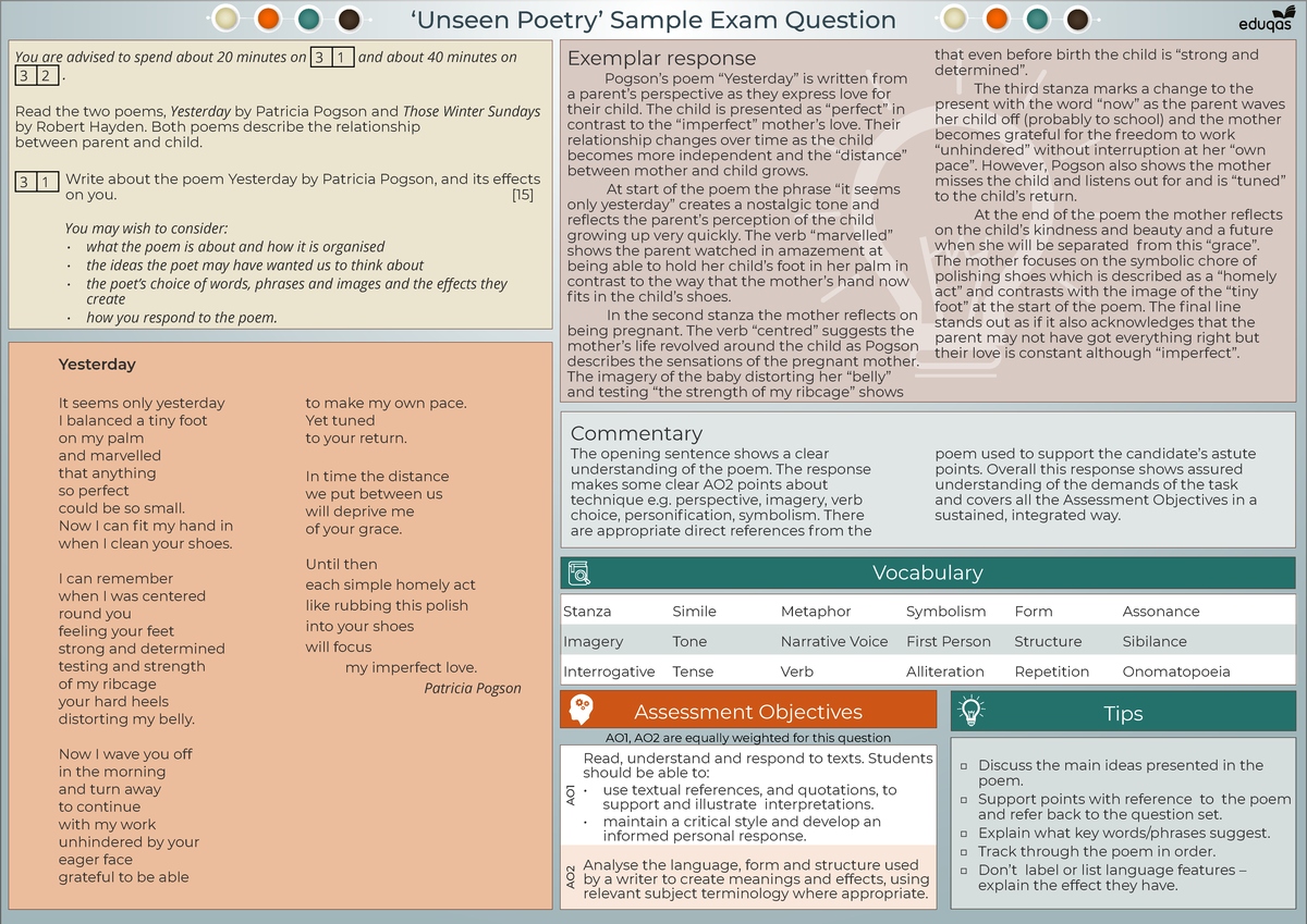 Sample answer - Unseen poetry - AO Read, understand and respond to ...