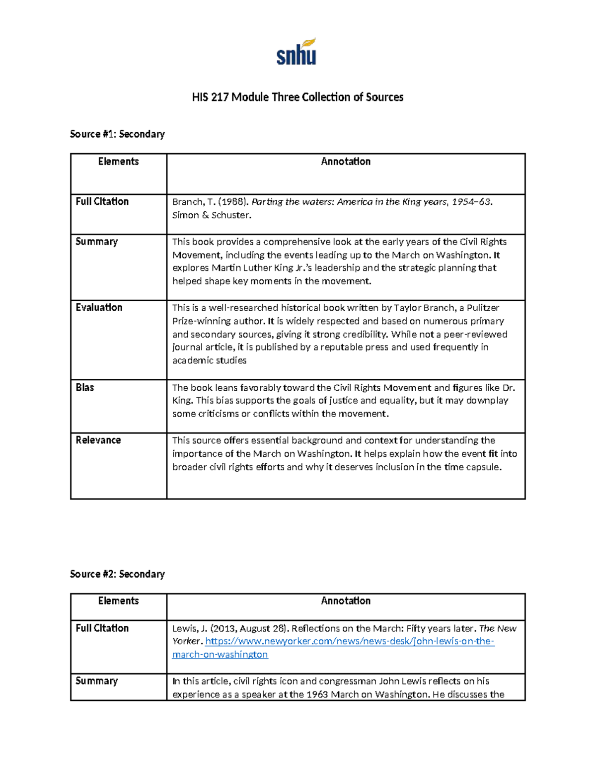 HIS 217 Module Three Annotated Source Collection - Studocu