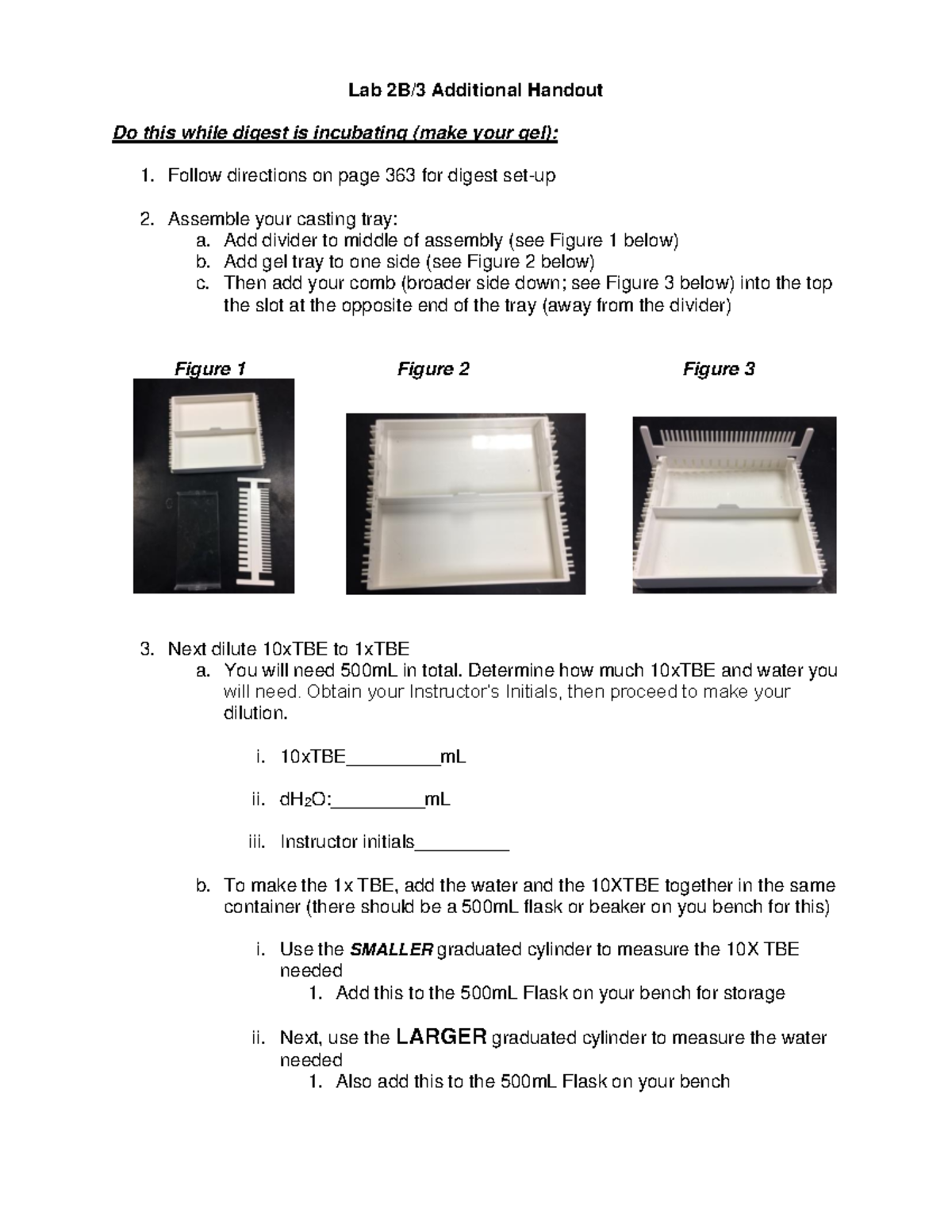 Lab 2B/3: Agarose Gel Prep & DNA Loading Procedure Guide - Studocu