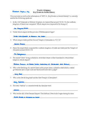 Chapter 2 Judaism Review Questions - 1 Answer all 20 questions: Chapter ...
