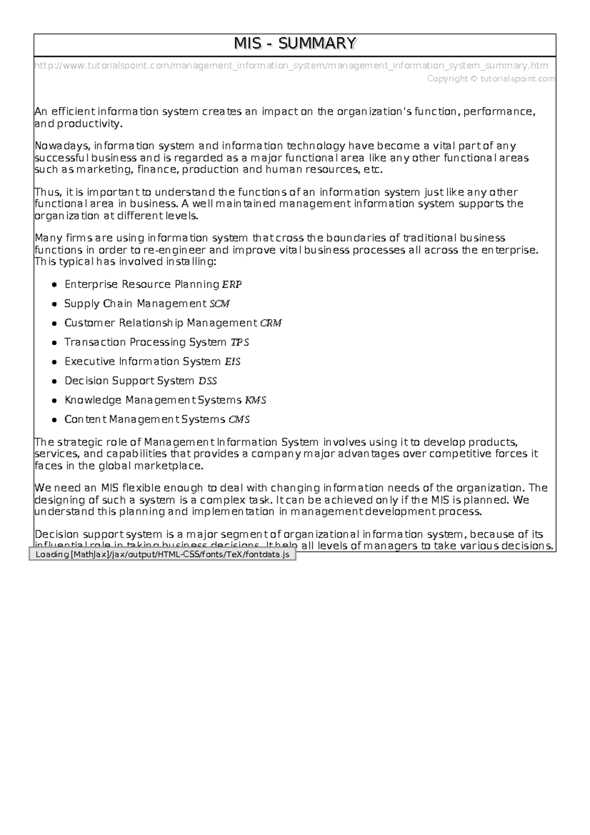 Management information system summary - - Studocu