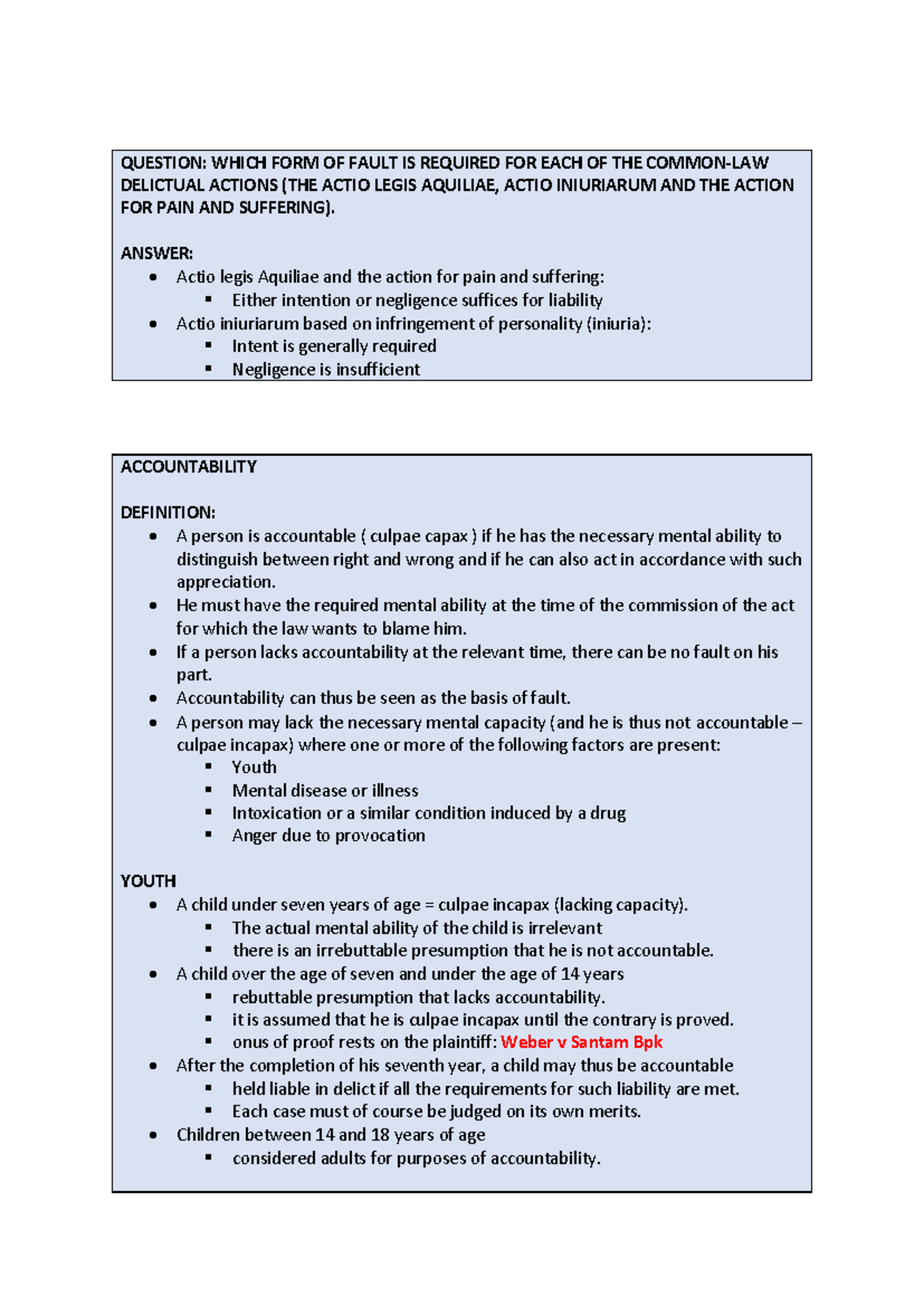 DLR 101: Summary Notes on Delictual Liability and Accountability - Studocu