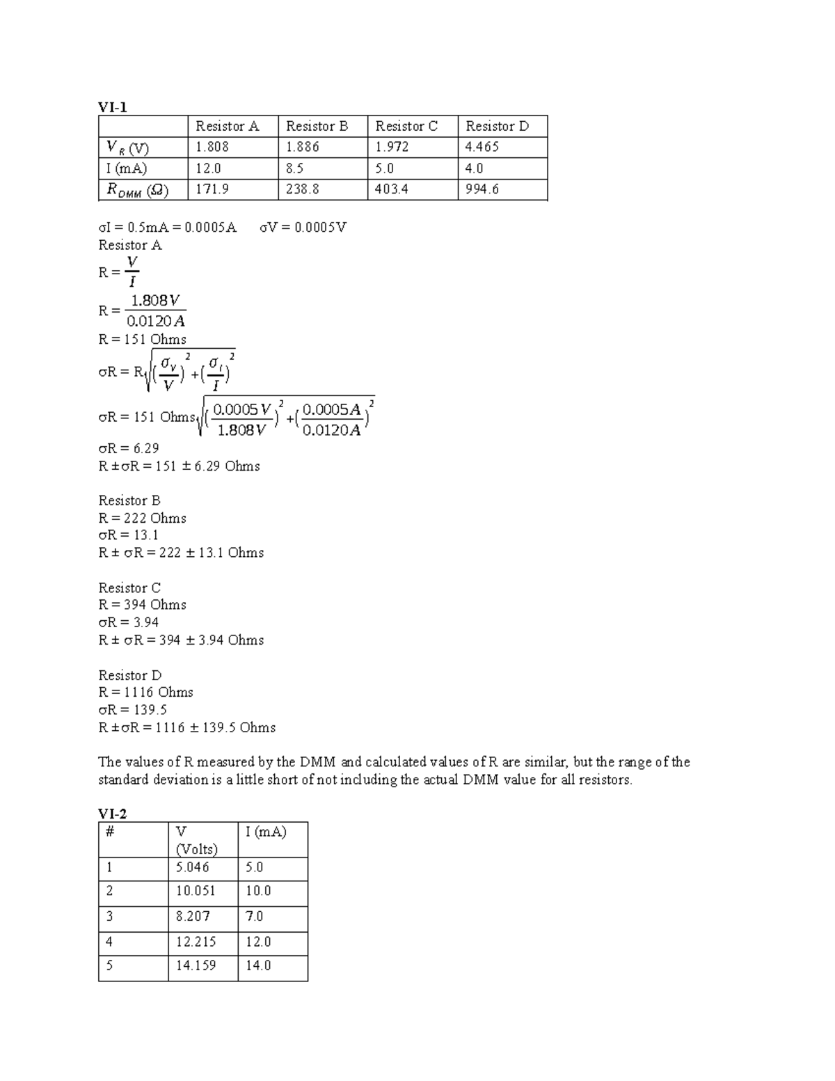 EC1 Ohm's Law Lab Report: Resistance Measurements and Analysis - Studocu