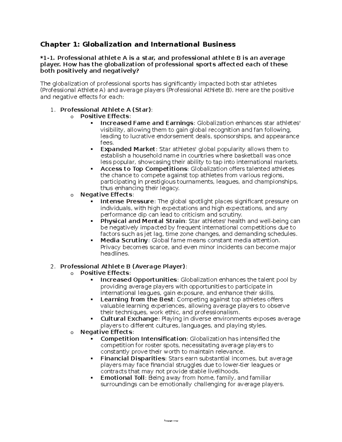 IB Chapter Q&A: Globalization in Sports and Cruise Industry - Chapter 1 ...