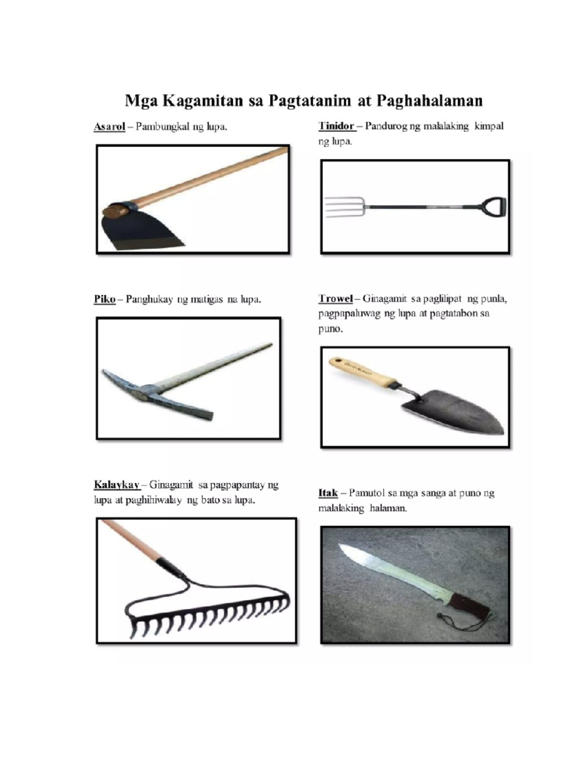 Mga Kagamitan sa Pagtatanim - PAGTATANIM na Asarol, Piko, at iba pa ...