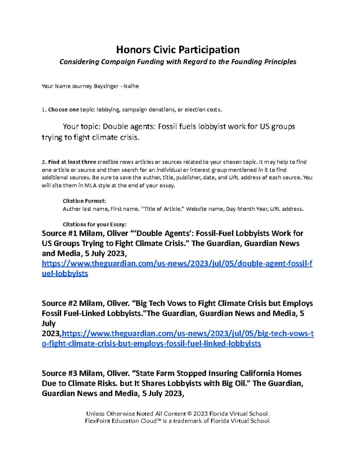 Honors civic participation template - Honors Civic Participation ...