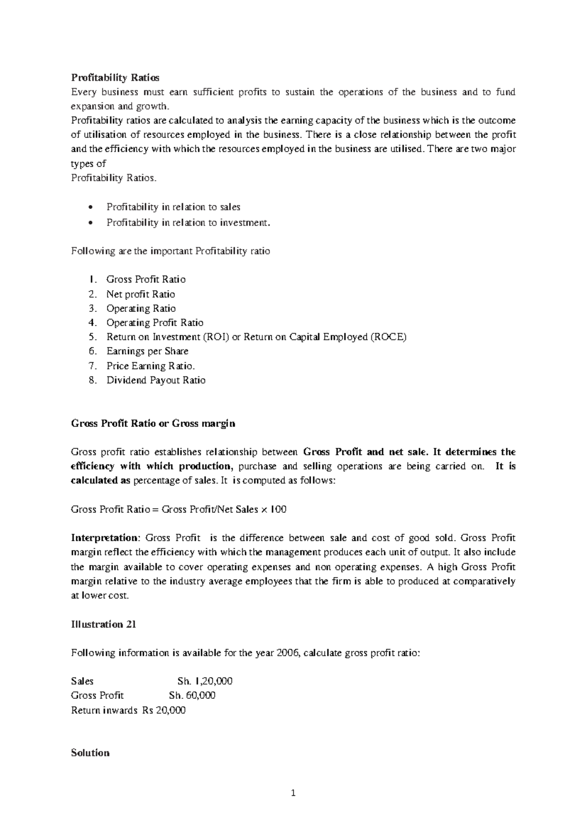 Financial Statement Analysis: Key Profitability Ratios - Studocu