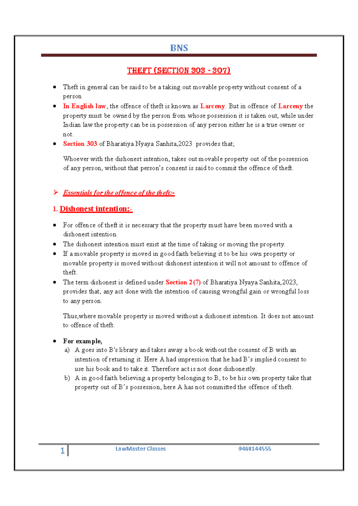 BNS 303-307: Understanding Theft, Extortion, and Related Offences - Studocu