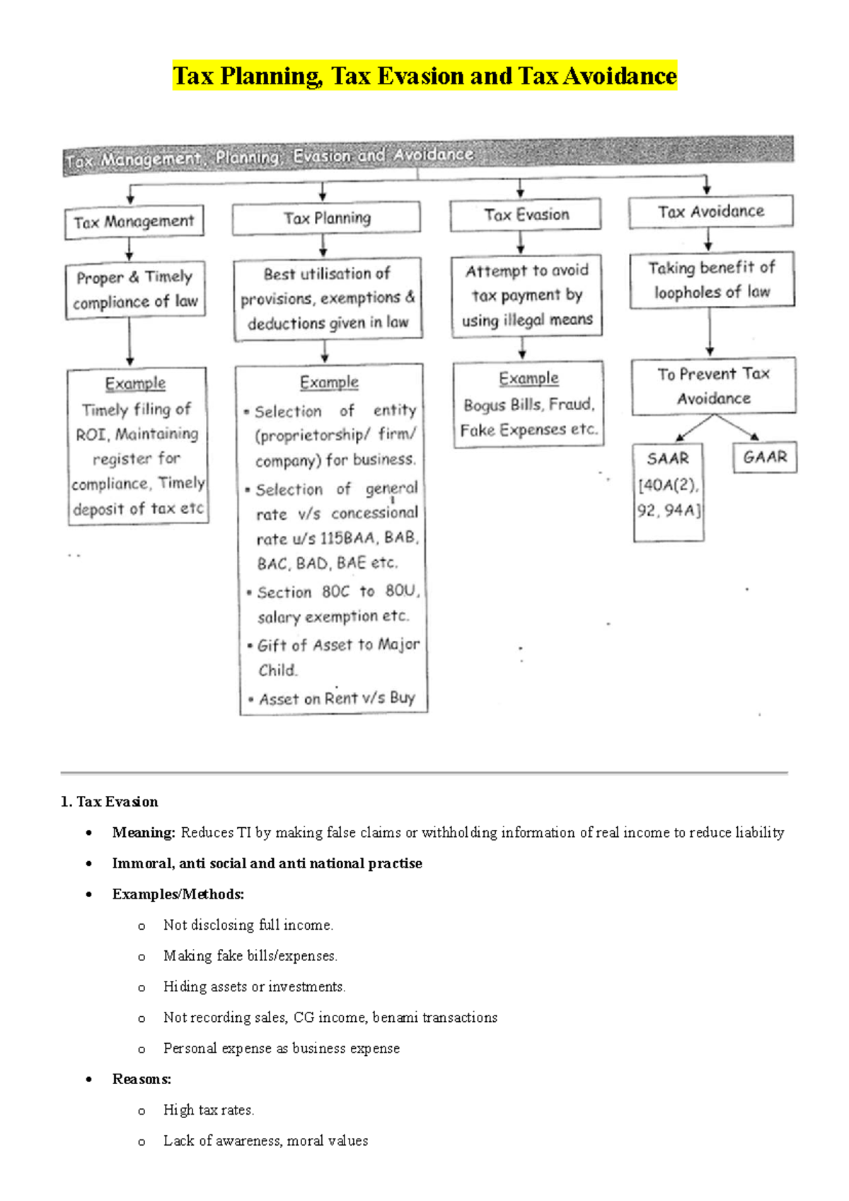 14.TAX Planning: Evasion, Avoidance, and Management Insights - Studocu