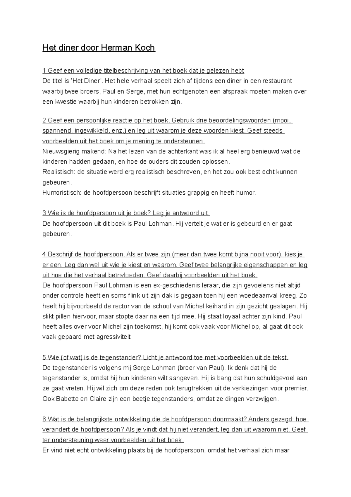 Boekverslag 'Het Diner' door Herman Koch – Analyse en Persoonlijke Reflectie - Studeersnel