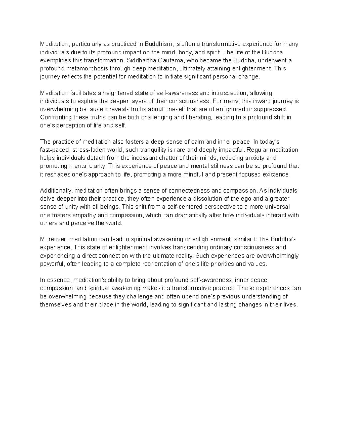 Journal 4 - It is great - Meditation, particularly as practiced in ...