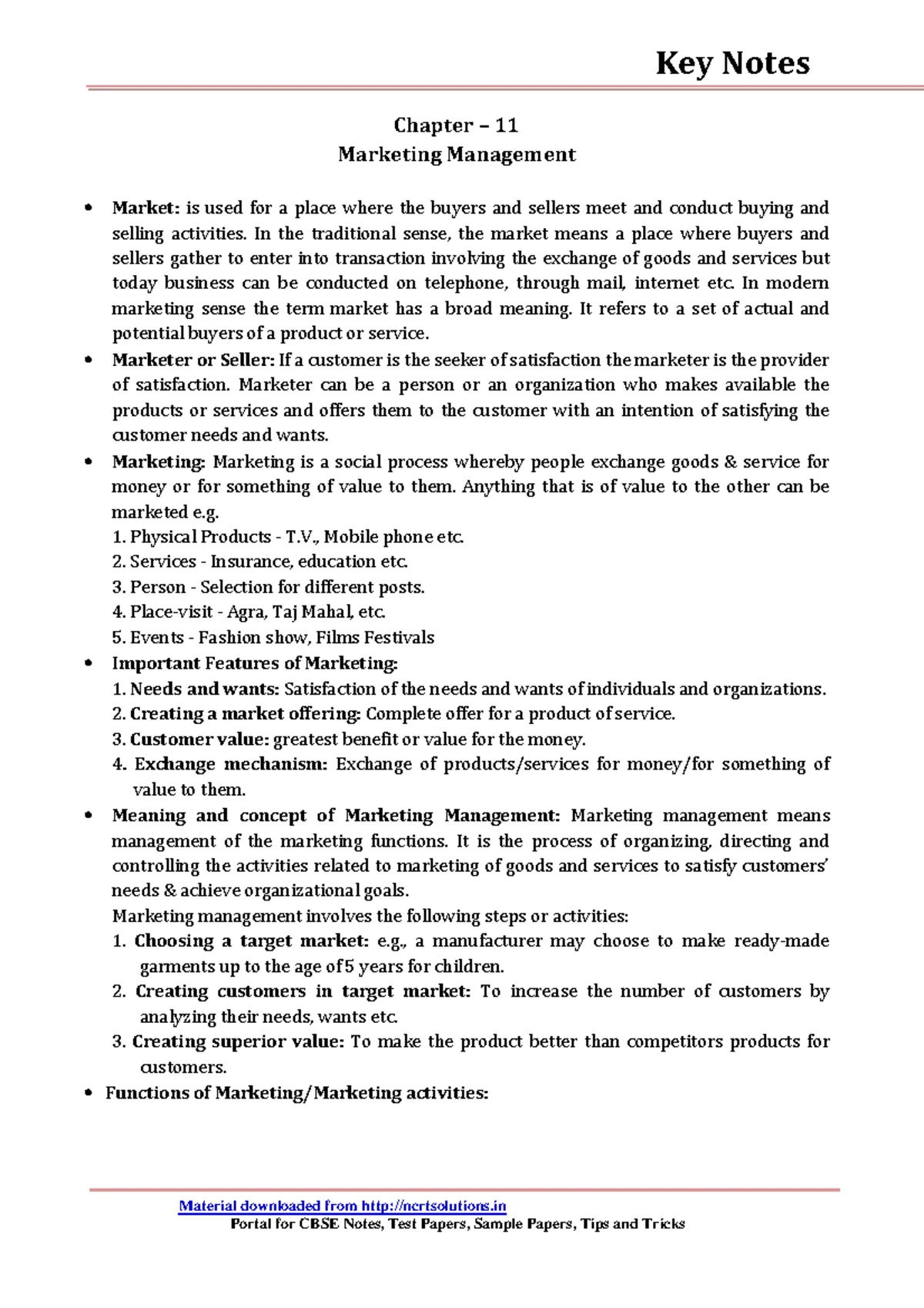 Class 12 Chapter 7 Business Studies Revision Notes - CBSE CLASS 12 ...