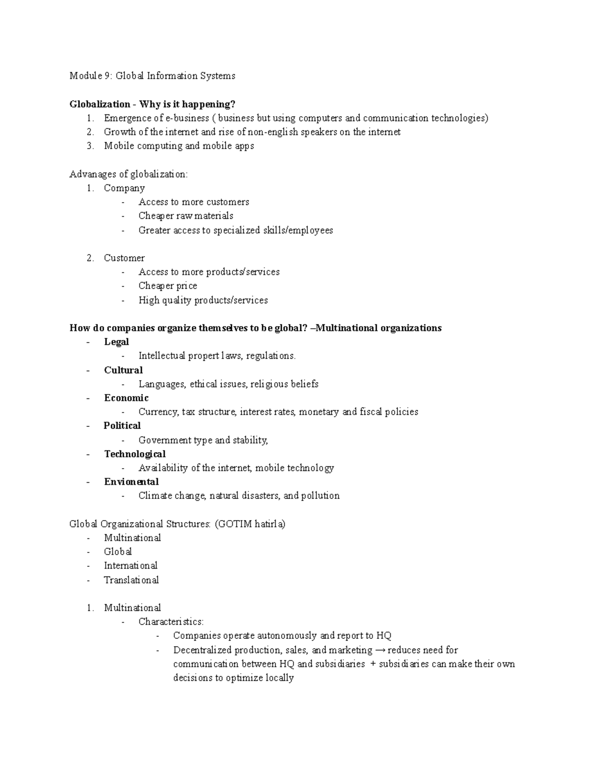 Module 9: Global Information Systems & Globalization Insights (MIS ...