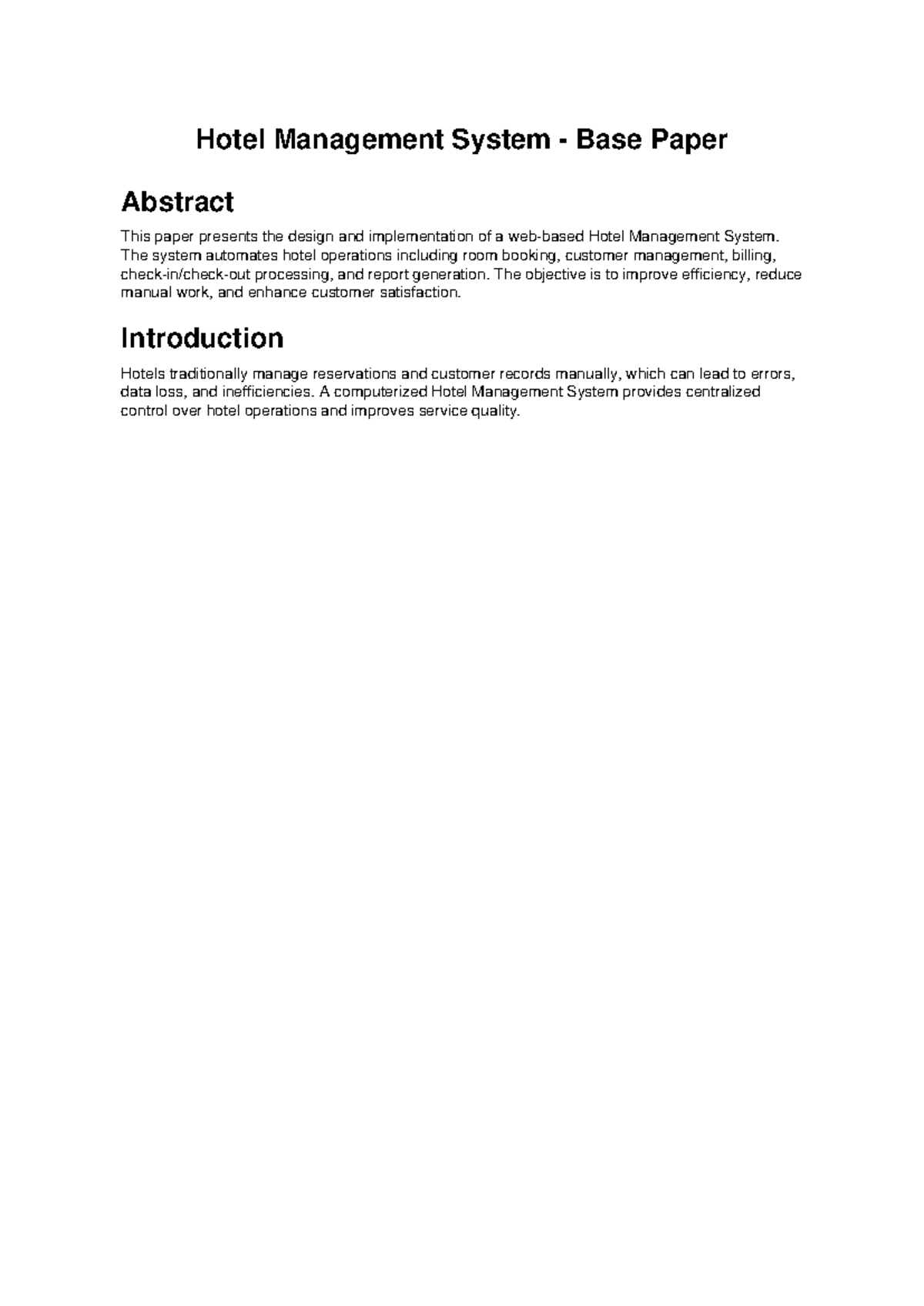 Hotel Management System: Design & Implementation Overview - Studocu