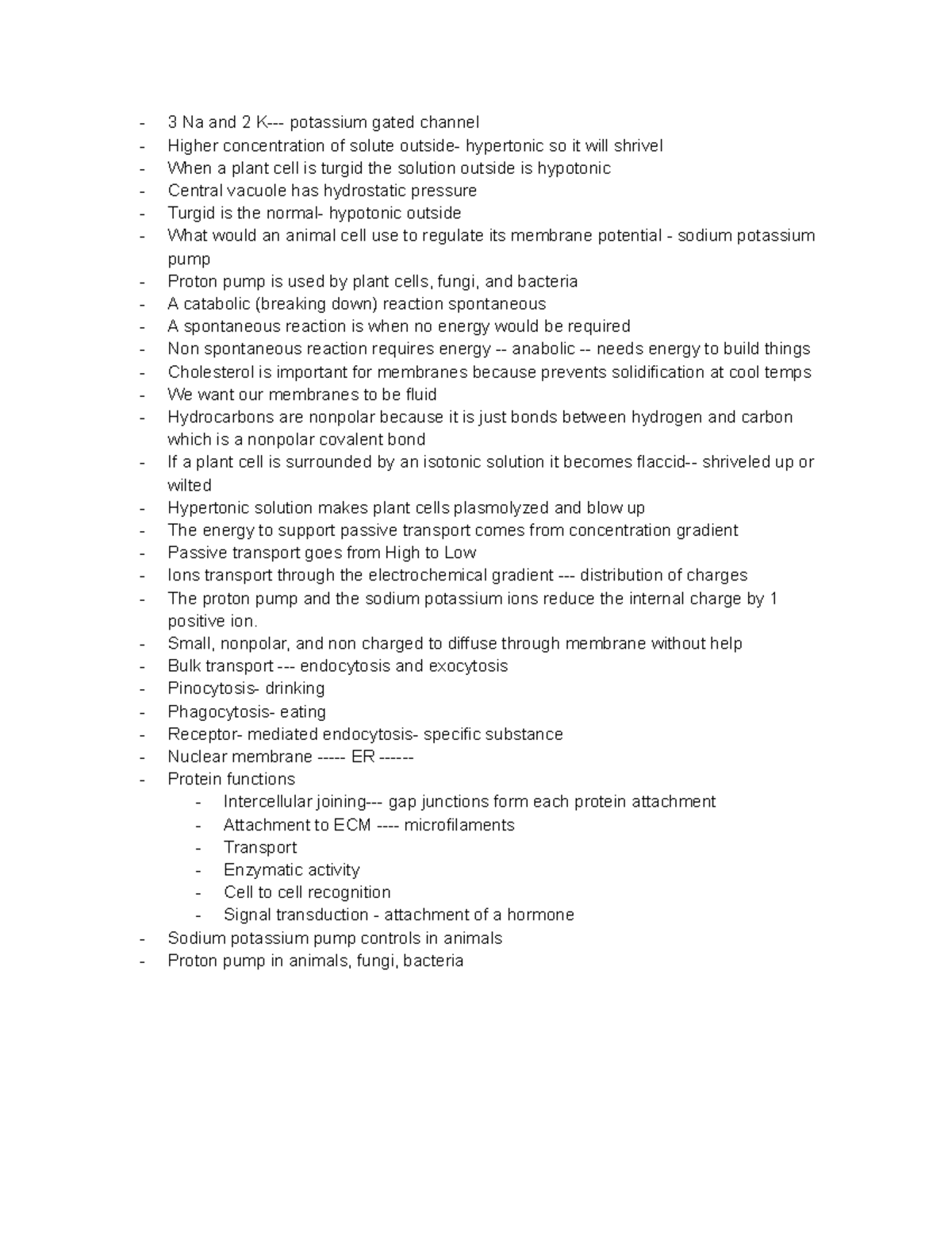 SI Notes for quiz 2 - 3 Na and 2 K- potassium gated channel Higher ...