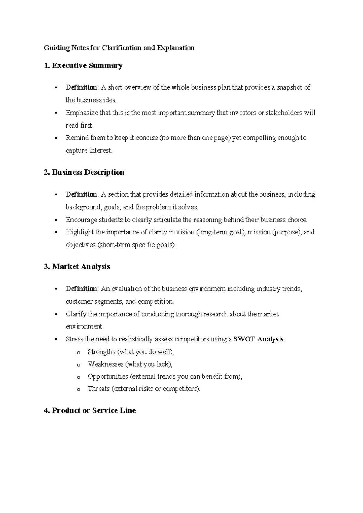 Business Plan Guidance Notes: Key Sections Explained - Studocu