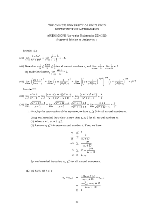 University Mathematics - MATH 1010 - Studocu