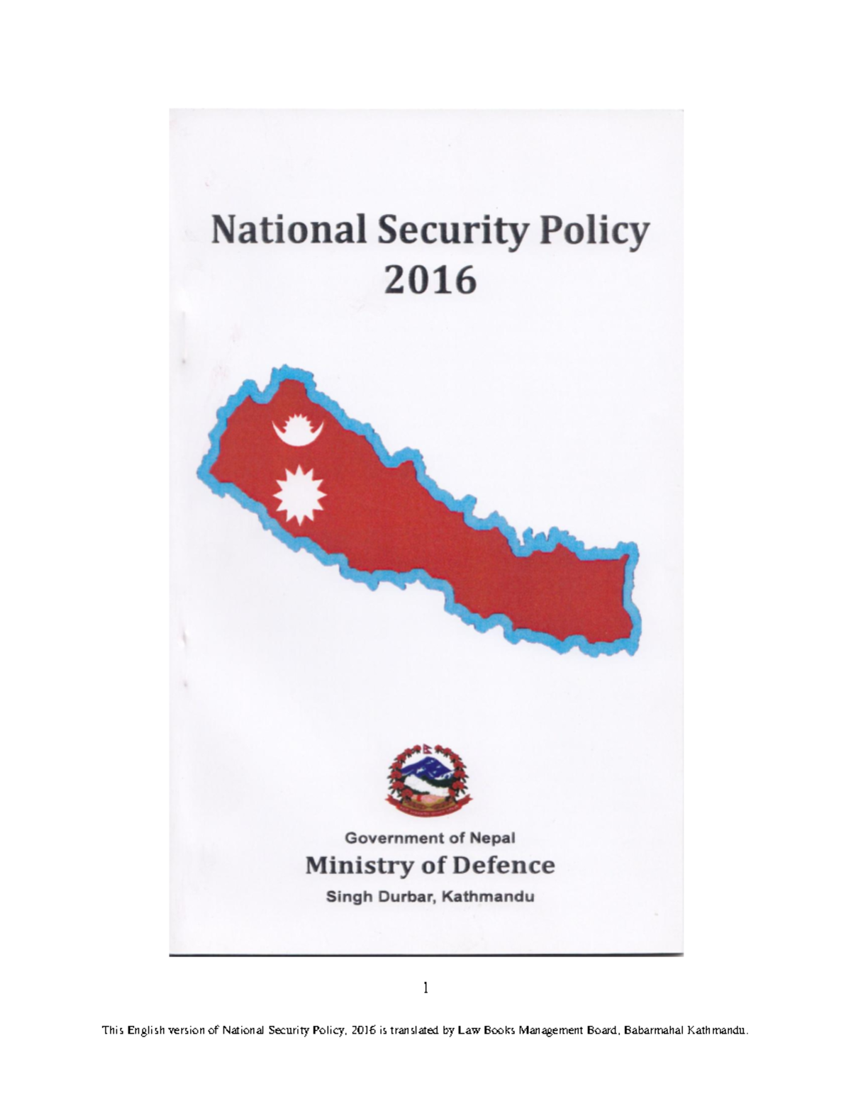 National Security Policy of Nepal, 2016: Key Insights and Strategies ...