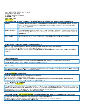 3450 mental exam 3 - Good - EXAM #3 REVIEW – MENTAL HEALTH Anorexia ...