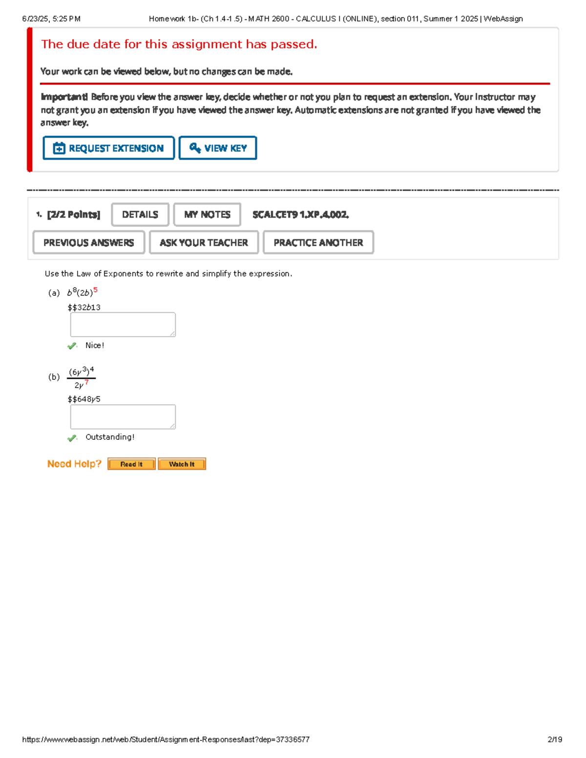 Homework 1b - (Ch 1.4-1.5) - MATH 2600 CALCULUS I (ONLINE) - Studocu