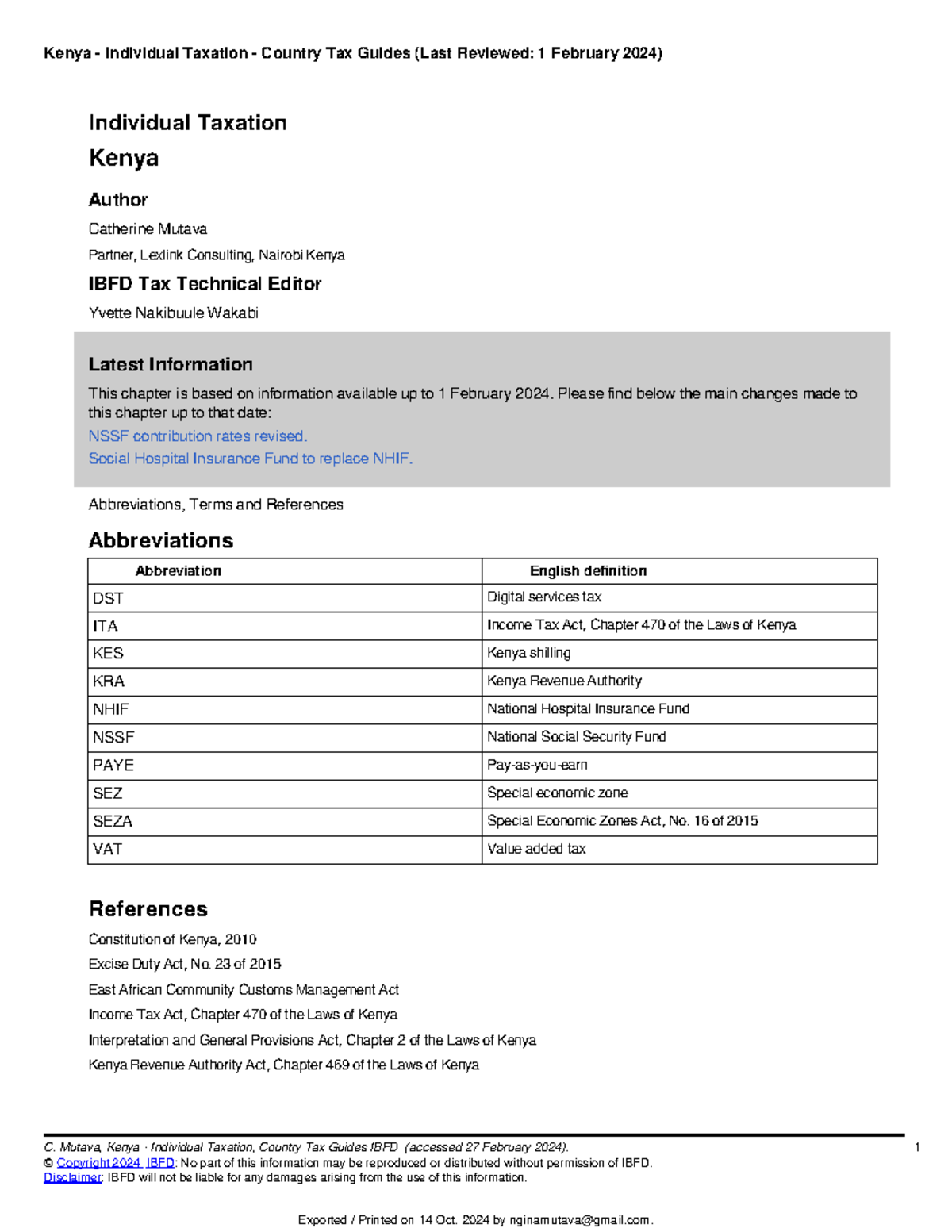Kenya Individual Taxation Guide (Reviewed: Feb 2024) - Studocu