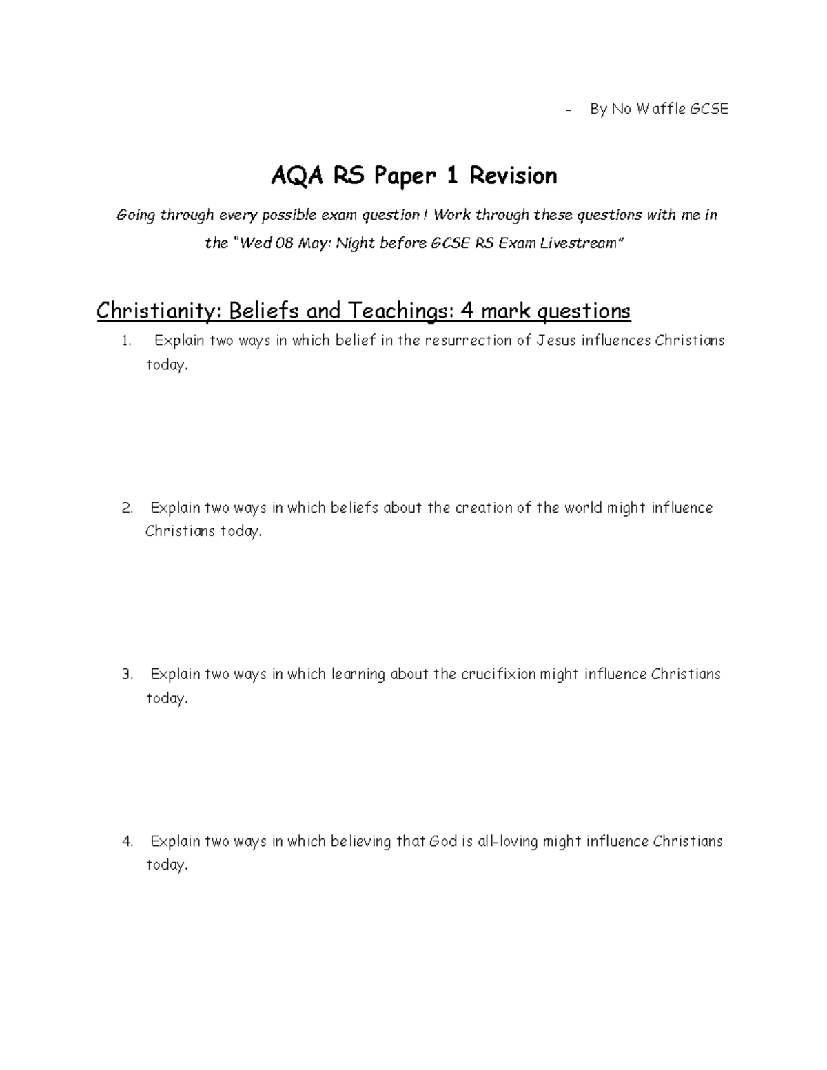 AQA RS Paper 1 Revision Guide: Christianity & Islam Beliefs and ...