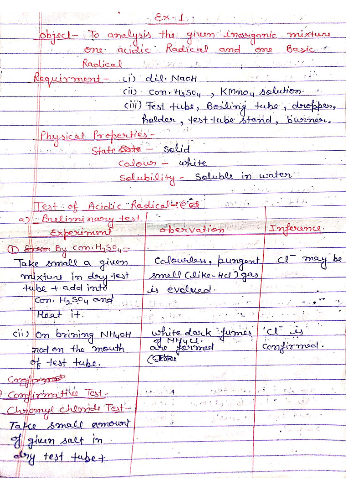 Practical Chemistry Lab Manual: Analysis of Inorganic Mixtures (Class ...