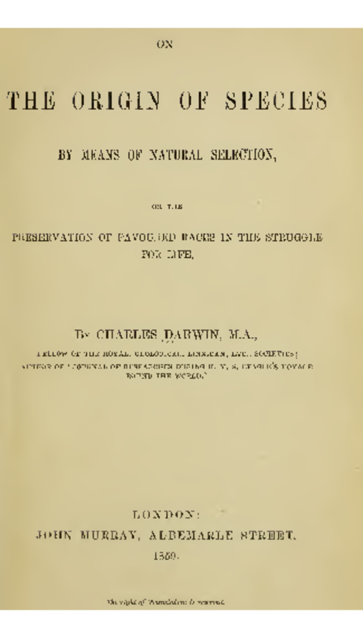 Darwin's On the Origin of Species: Natural Selection Insights (1859 ...