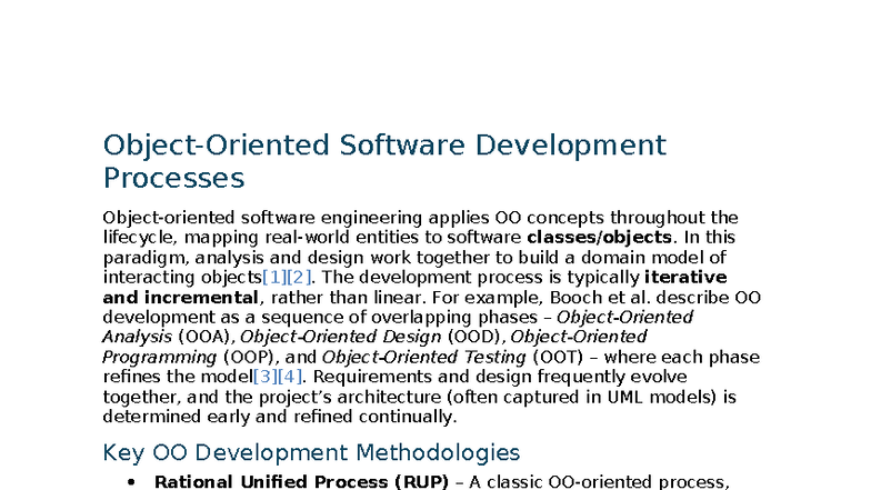 Object-Oriented Software Development Processes (CS101) - Studocu