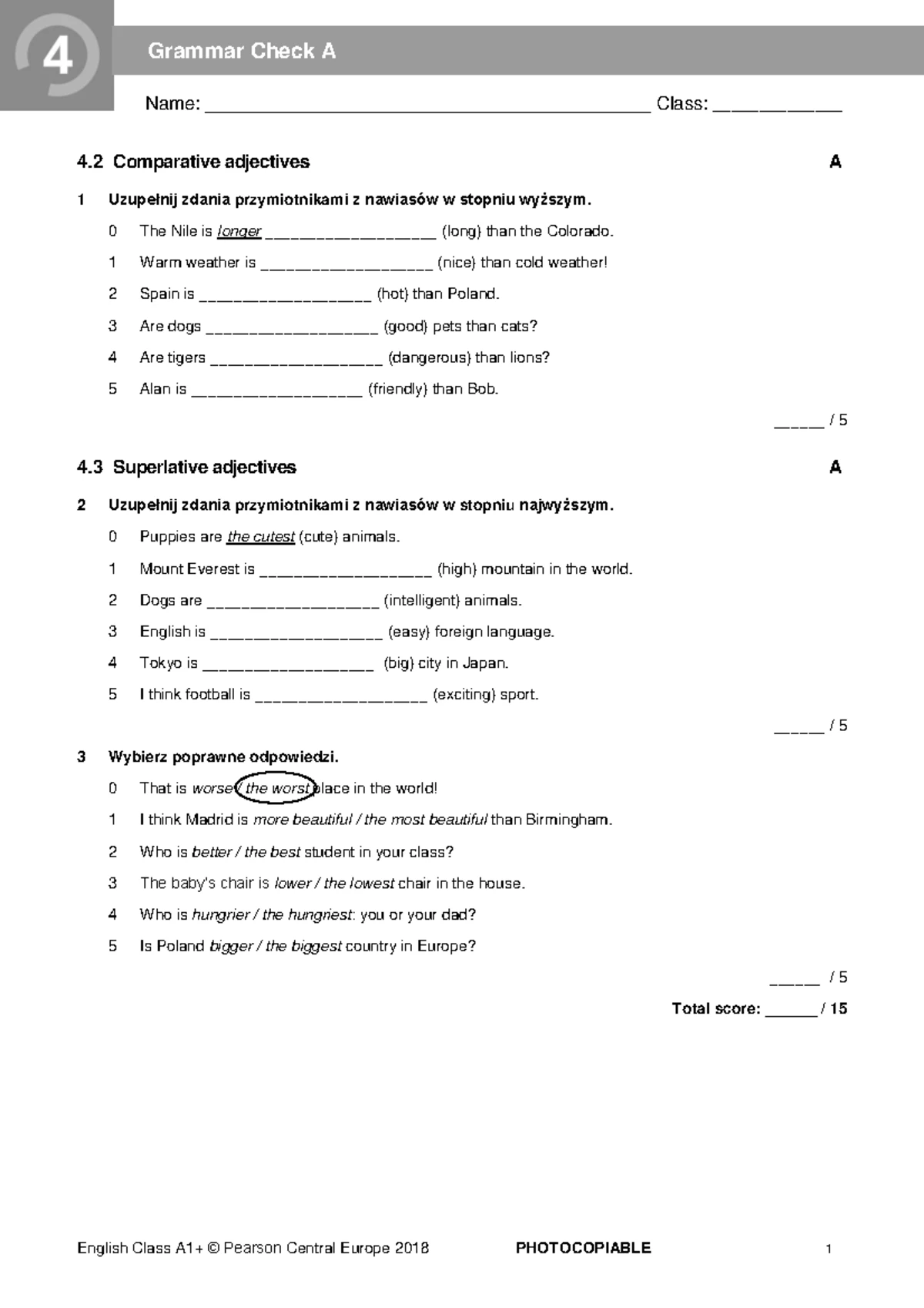 Steps Plus dla klasy V • Welcome Test C Vocabulary & Grammar - Studocu