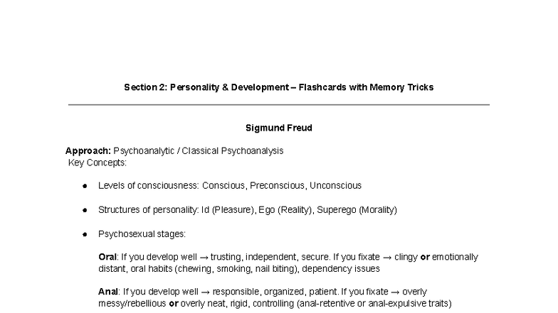 Psychoanalytic & Trait Theories: Key Concepts & Memory Tricks (PSY 101 ...
